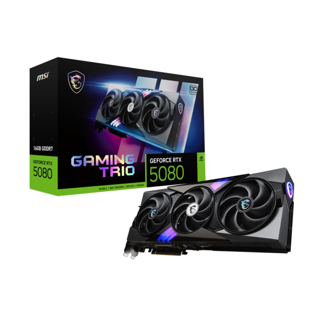 MSI RTX 5080 16GB GDDR7 GAMING TRIO OC PCI EXPRESS GEN 5 GRAPHIC CARD ...